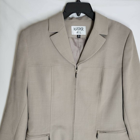 Kasper | Jackets & Coats | Kasper Womens Suit Jacket Blazer Beige ...